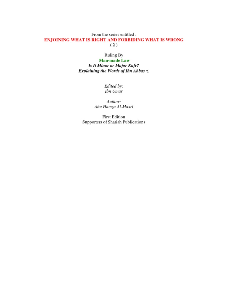 Ruling on Man-Made Law: Kufr Explained | PDF