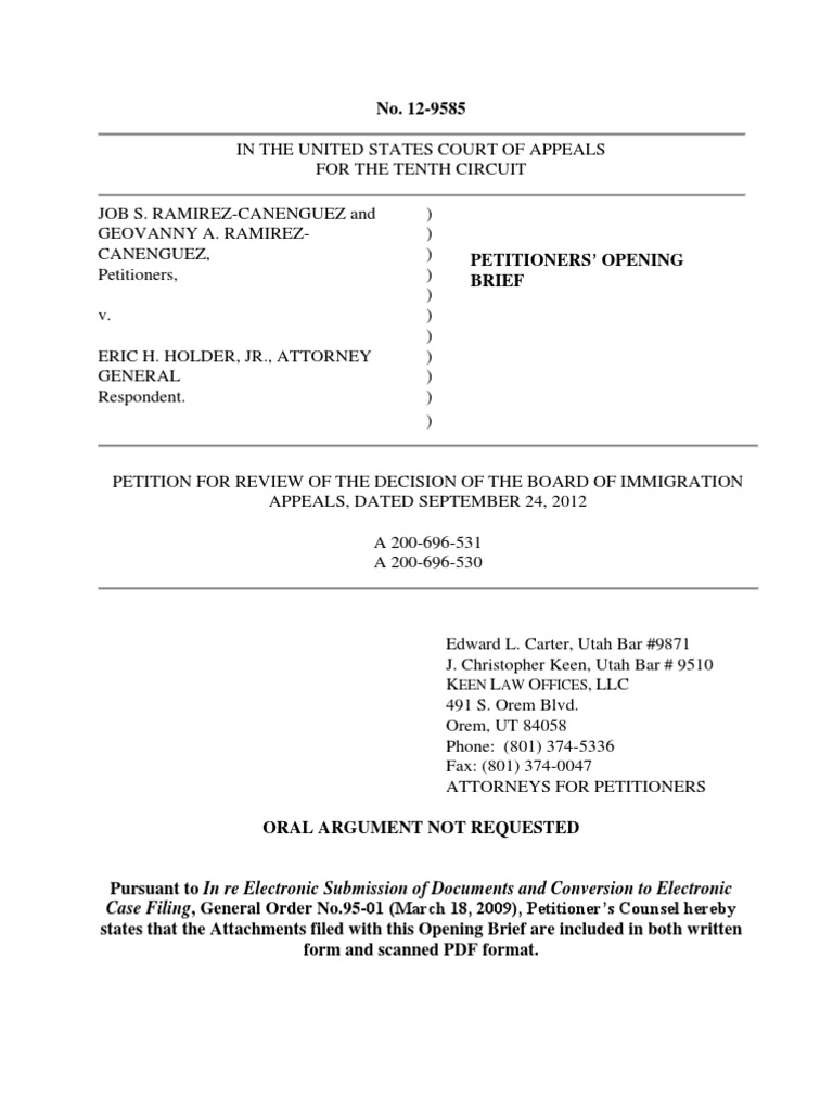 Petitioners' Opening Brief | PDF | Asylum In The United States | Ms 13