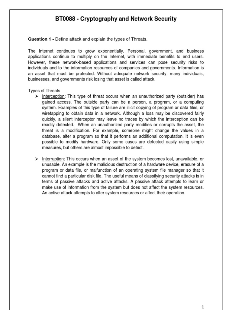BT0088: Cryptography and Network Security - Assignment | PDF | Computers