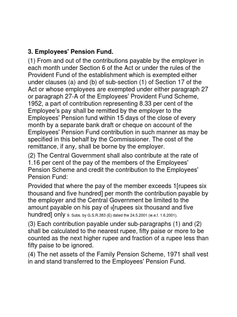 Excerpts From EPF Scheme of 1995 | PDF | Pension | Salary