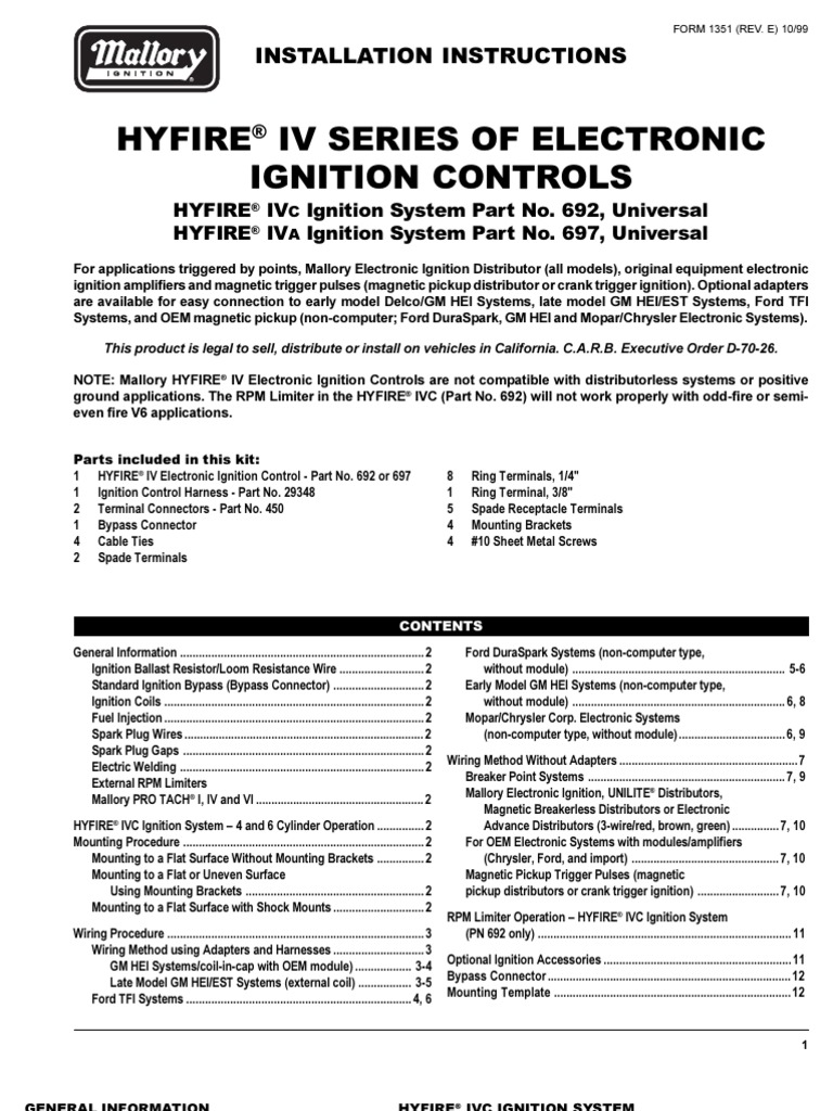 Mallory Ignition Box Wiring | PDF | Ignition System | Distributor