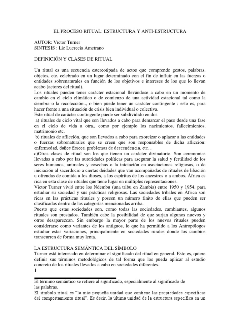 Turner v. El Proceso Ritual PDF | PDF | Rituales | Los símbolos