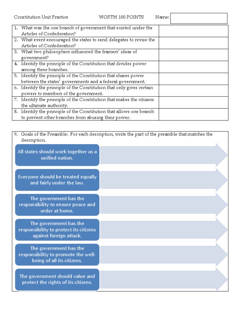 Constitution Unit Practice | PDF | United States Congress | American ...