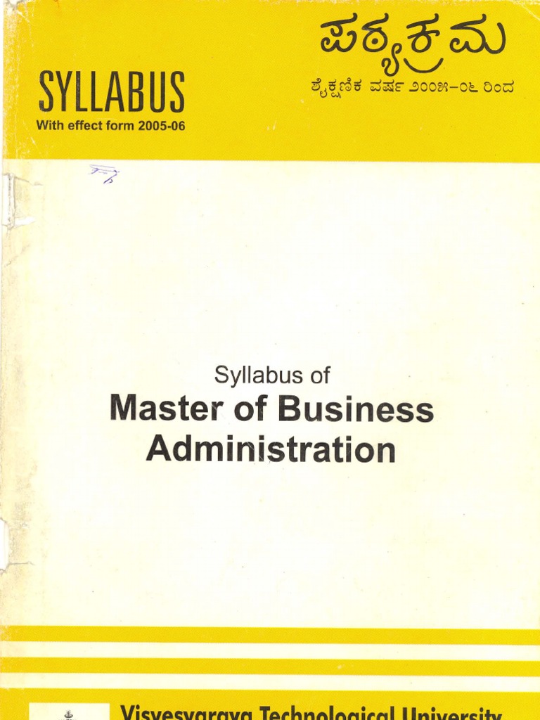 VTU MBA Syllabus Copy 2005-08 | PDF