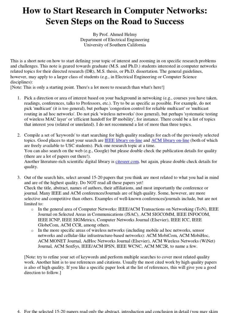 How To Start Research in Computer Networks | PDF