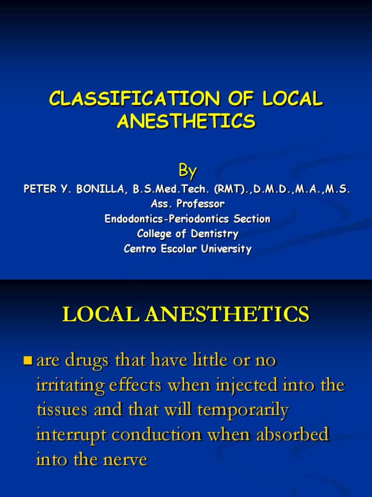 Lecture05c. (Note ) Classification of Oral Anesthesia | PDF ...