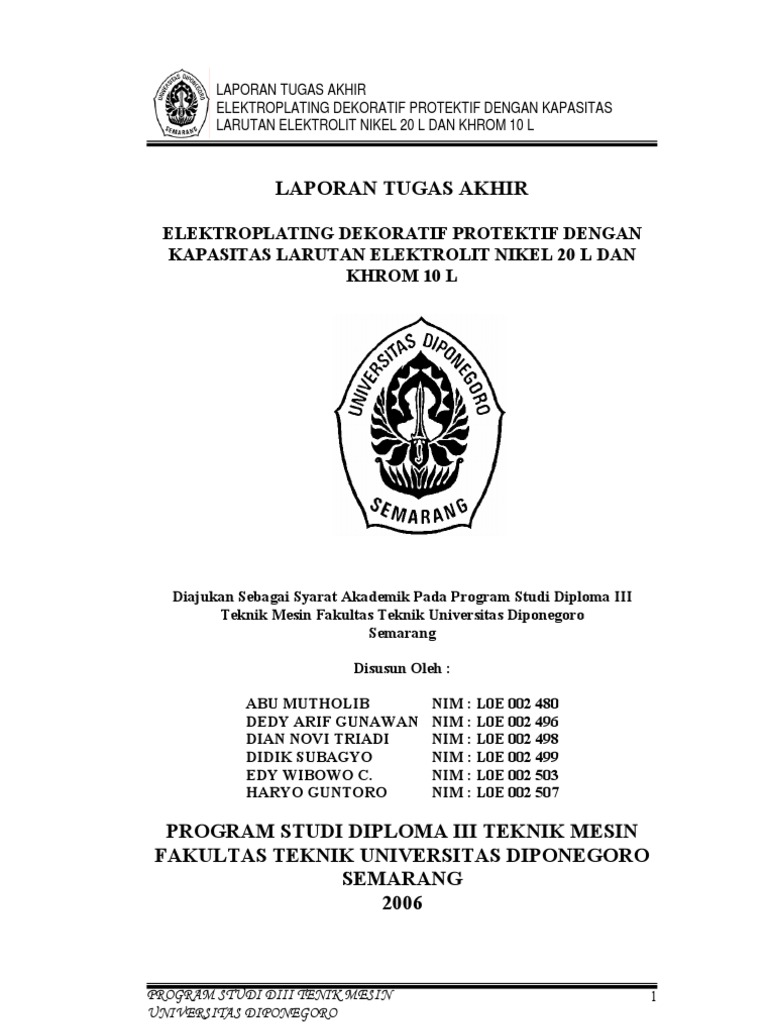 Laporan TA Elektroplating | PDF