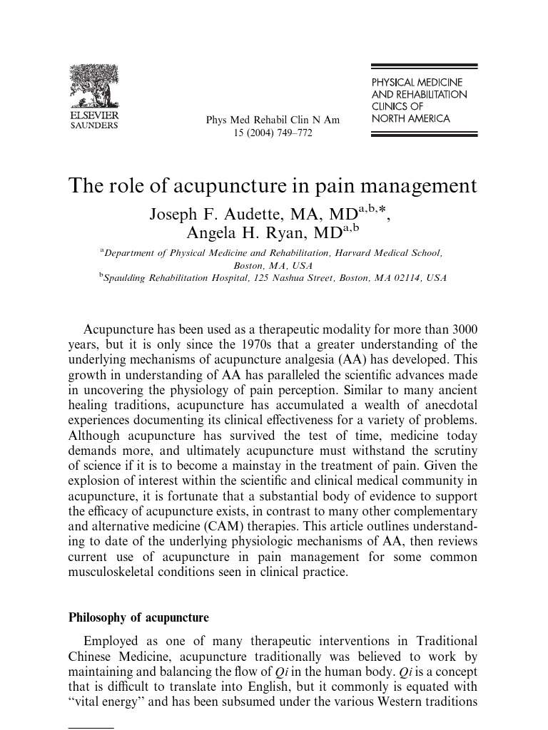 Pain Acupuncture - PMR Clinics | PDF