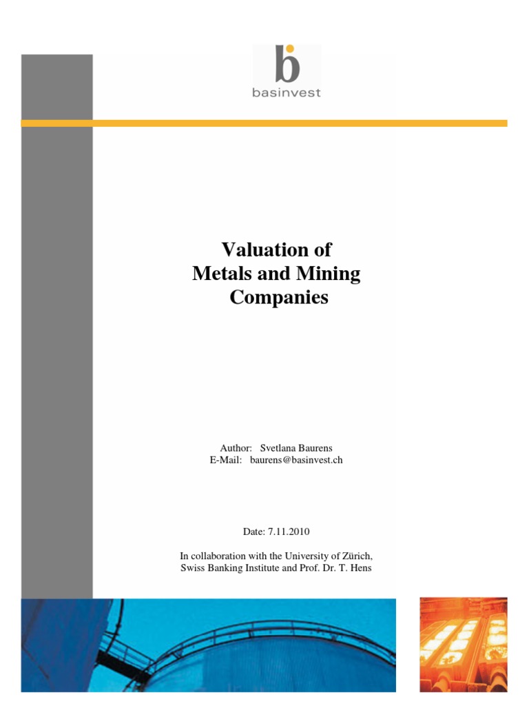 Valuation of Metals and Mining Companies | PDF | Valuation (Finance ...