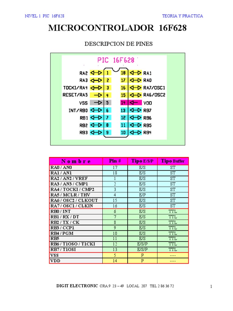 Pic 16F628 | PDF | Poco | Microcontrolador
