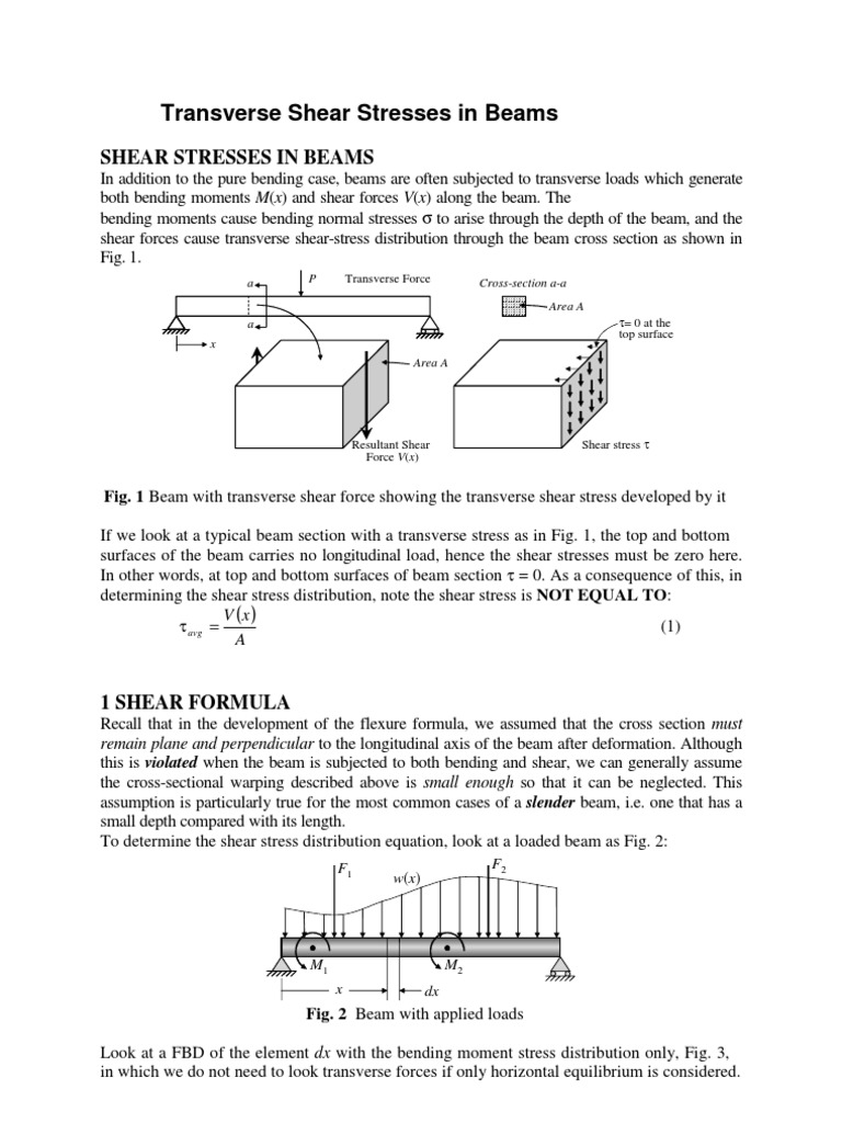 Shear Stress in Beams Notes | Bending | Beam (Structure)