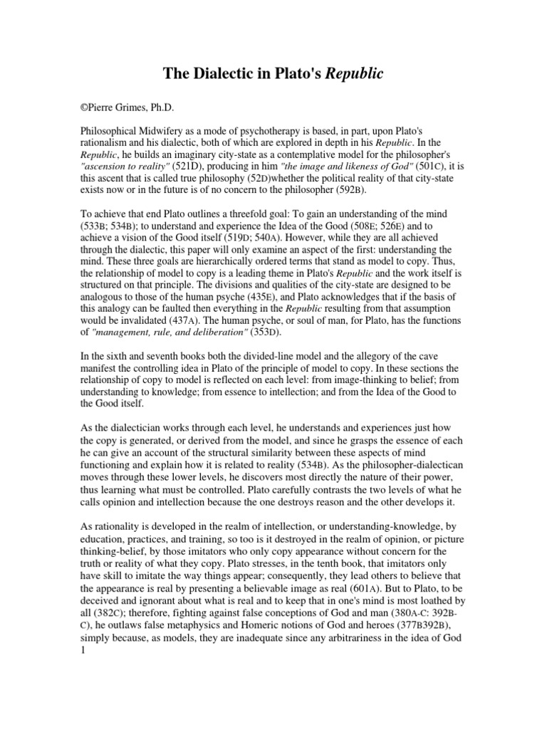 The Dialectic in Plato's Republic
