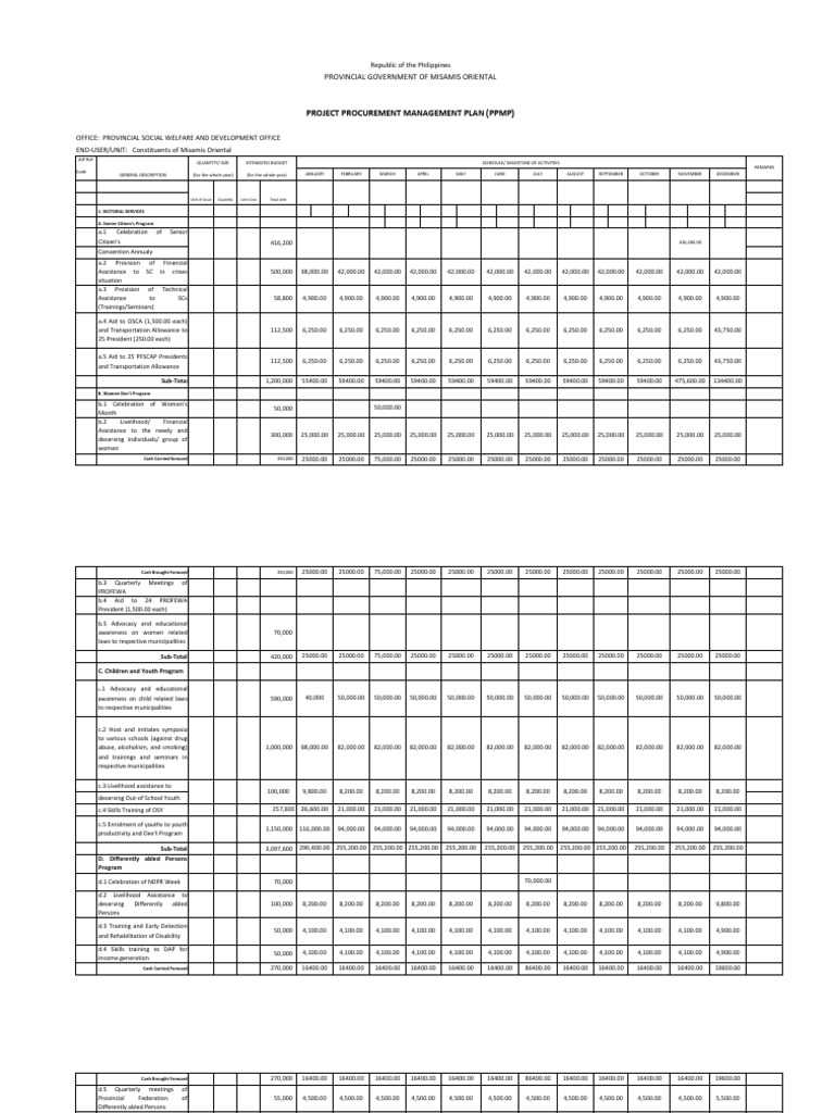 Project Procurement Management Plan (PPMP) : Republic of The ...