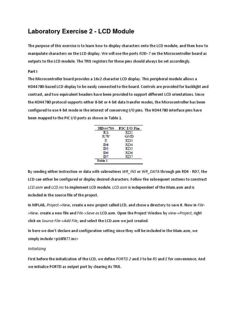 Laboratory Exercise 2 - LCD Module: Part I | PDF | Subroutine | Computing