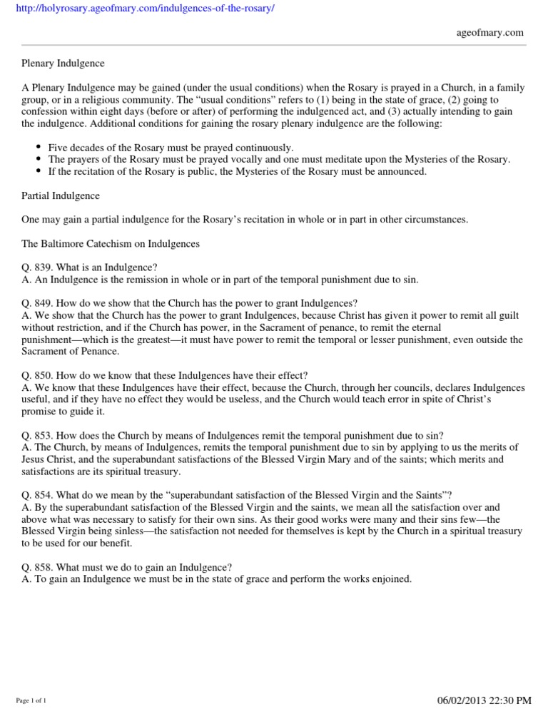 Rosary Indulgences | PDF | Indulgence | Monotheistic Religions