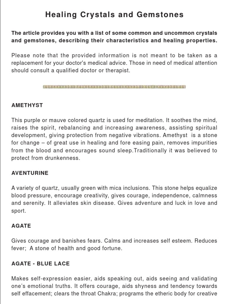 Healing Crystals and Gemstones PDF | PDF | Chakra | Kundalini