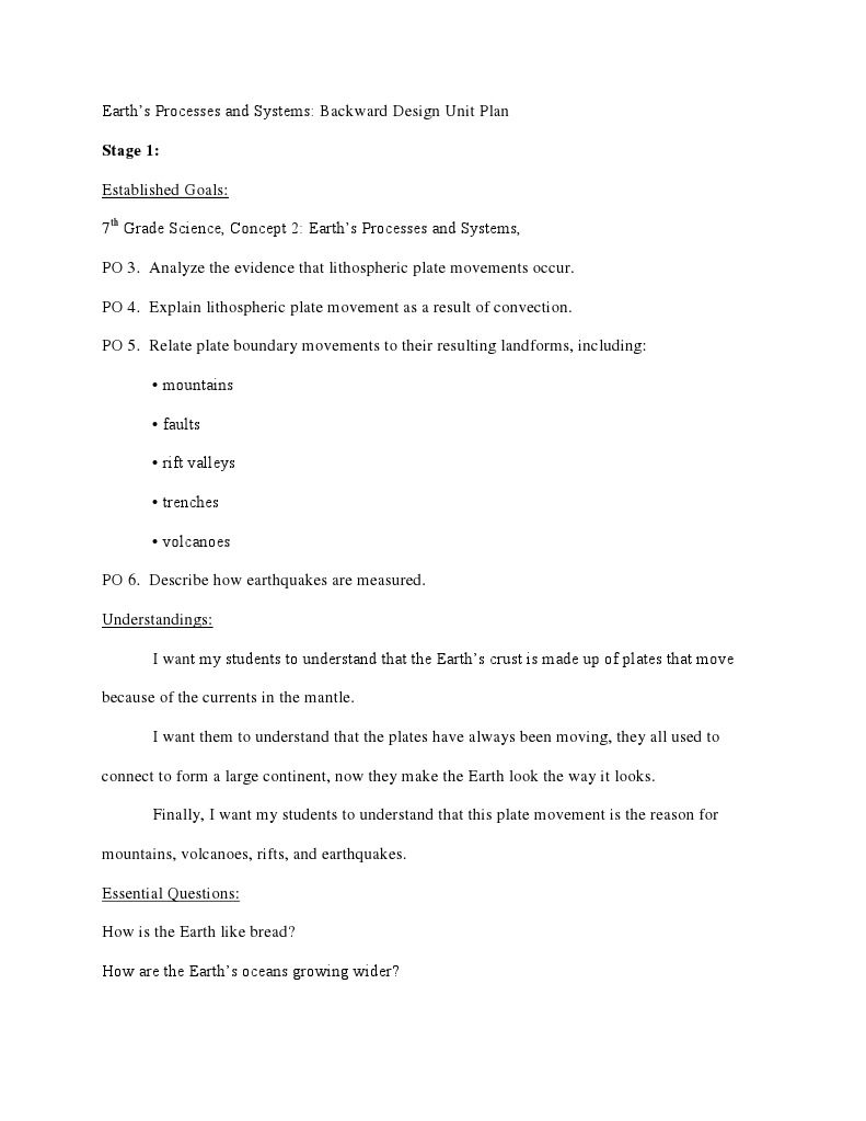 7th Grade Earth Processes Unit Plan | PDF | Plate Tectonics | Earth