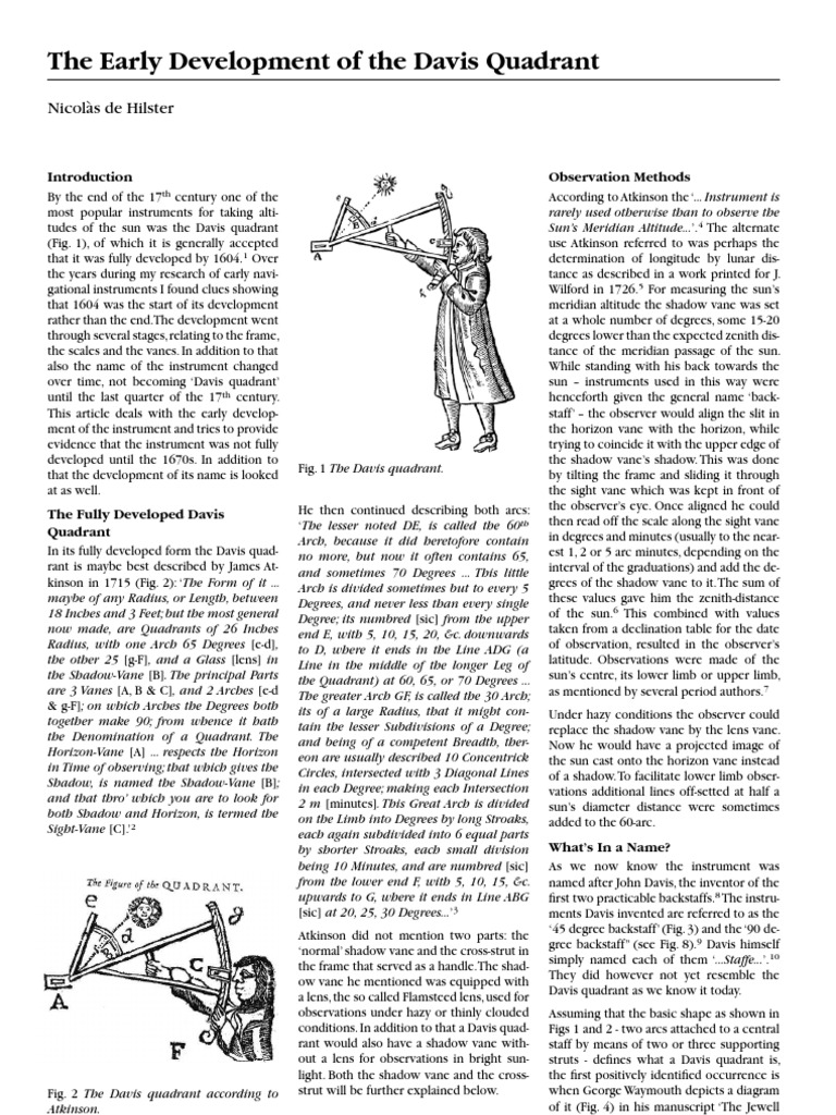 The Early Development of The Davis Quadrant: Nicolàs de Hilster | PDF ...