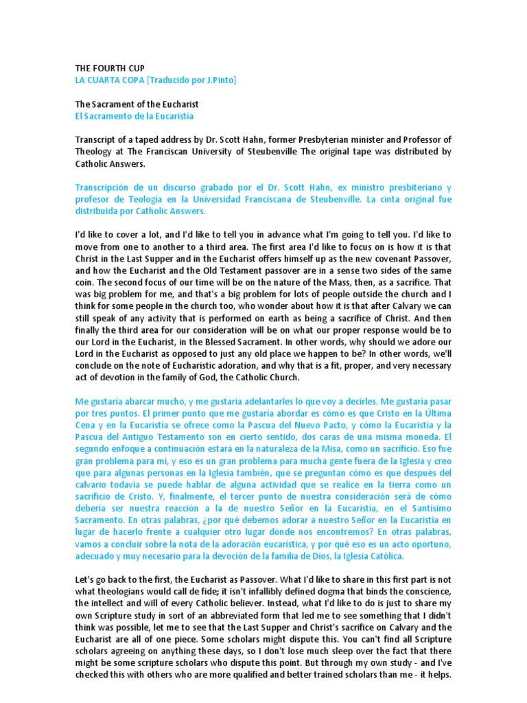 The Fourth Cup Scott Hahn PDF | PDF | Última cena | eucaristía