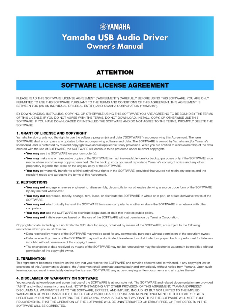 Yamaha USB Audio Driver | PDF | Device Driver | Microsoft Windows