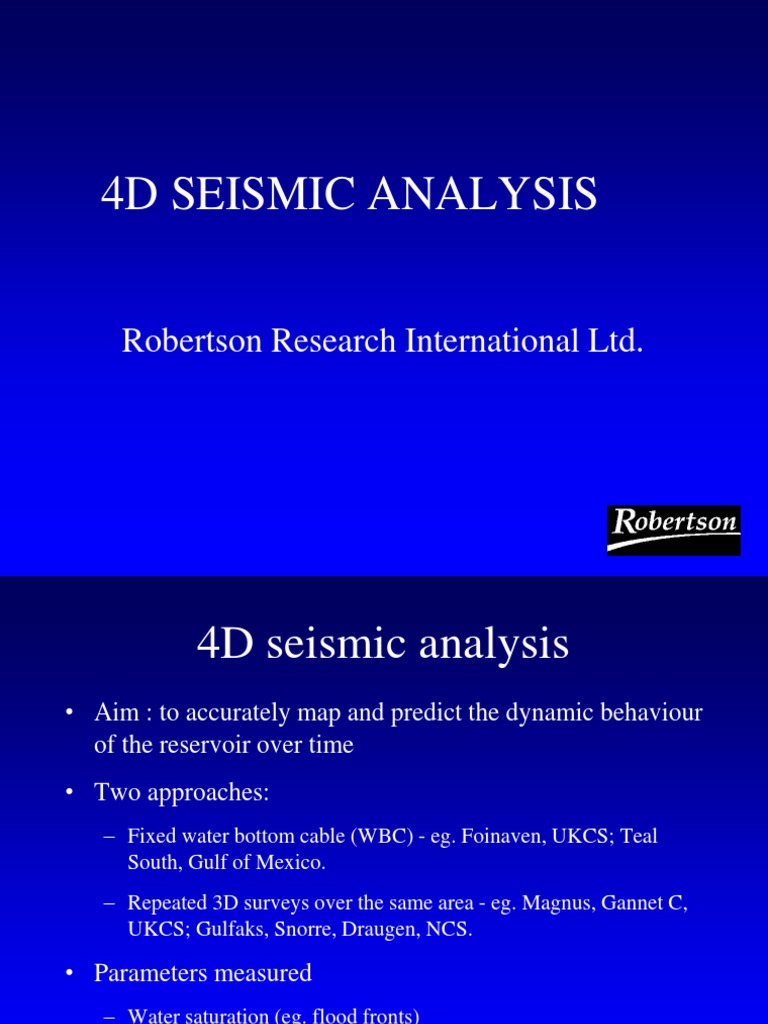 4D Seismic Analysis: Robertson Research International LTD | PDF | Solid ...