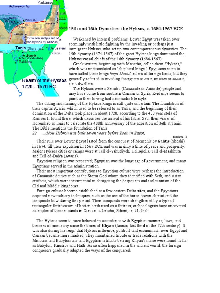 Hyksos Rule: Egypt's 15th Dynasty | PDF | Dynasties Of Ancient Egypt ...