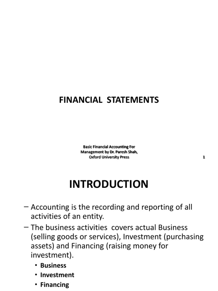Financial Statements: Basic Financial Accounting For Management by Dr ...