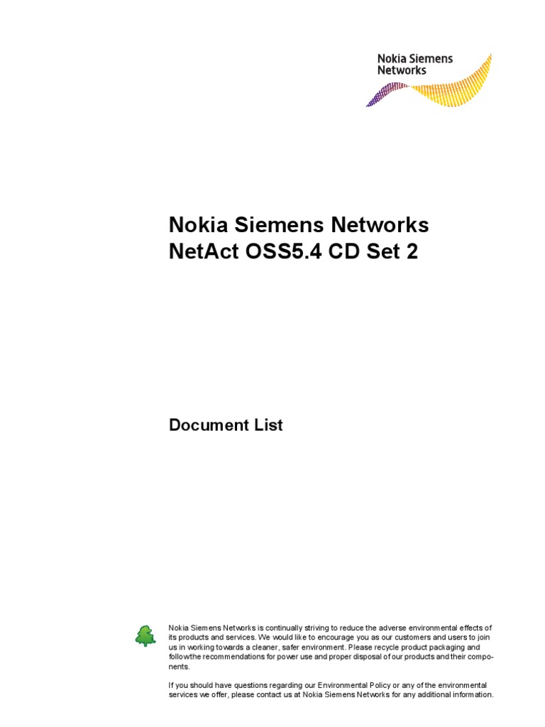 Nokia Siemens Networks Netact Oss5.4 CD Set 2: Document List | PDF | Graphical User Interfaces ...