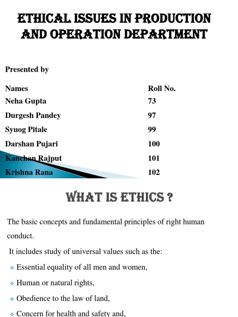 Ethics in Production/Operation Management | PDF | Supply Chain | Business