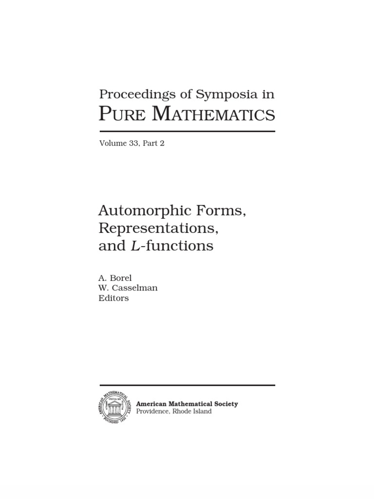 URE Athematics: Automorphic Forms, Representations, and L-Functions ...