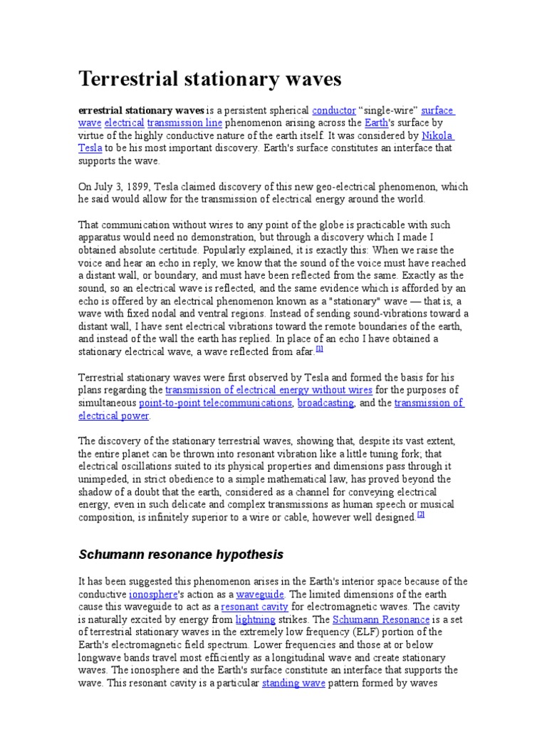 Terrestrial Stationary Waves | PDF | Waves | Electrical Engineering