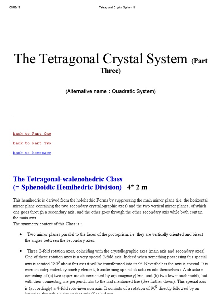 Tetragonal Crystal System | PDF | Technology & Engineering