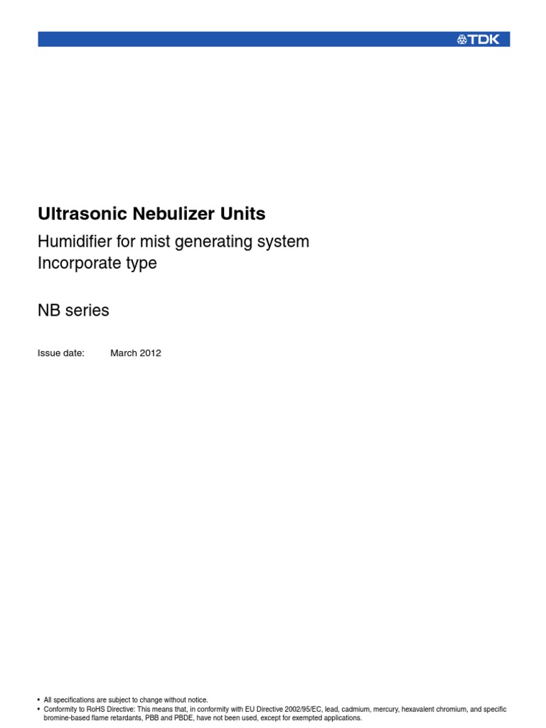 Ultrasonic Nebulizer Specifications | PDF | Ultrasound | Water