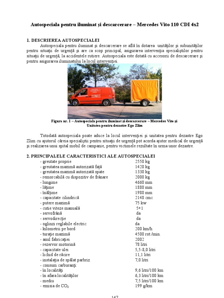 Autospeciala Pentru Iluminat Şi Descarcerare - Mercedes Vito 110 CDI ...