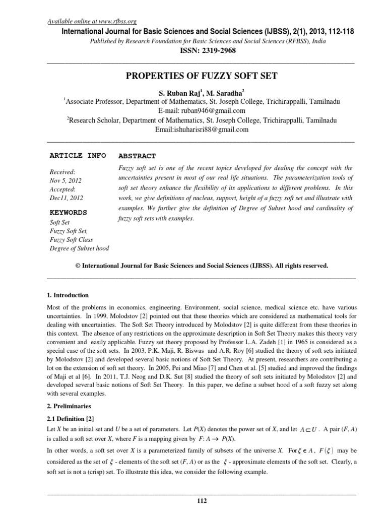Properties of Fuzzy Soft Set | PDF | Mathematical Logic | Logic