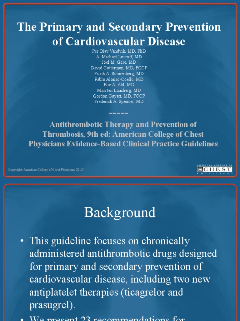 The Primary and Secondary Prevention of Cardiovascular Disease | PDF ...