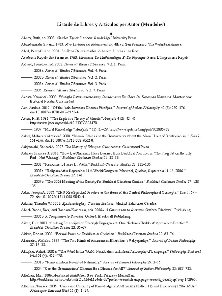 Listado de Articulos y Libros (A) | PDF | Tao | Propositional Attitudes