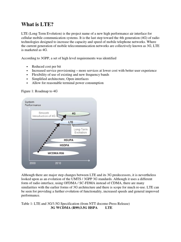 What Is LTE?: 3G WCDMA (R99) 3.5G HSPA LTE | PDF | Orthogonal Frequency Division Multiplexing ...