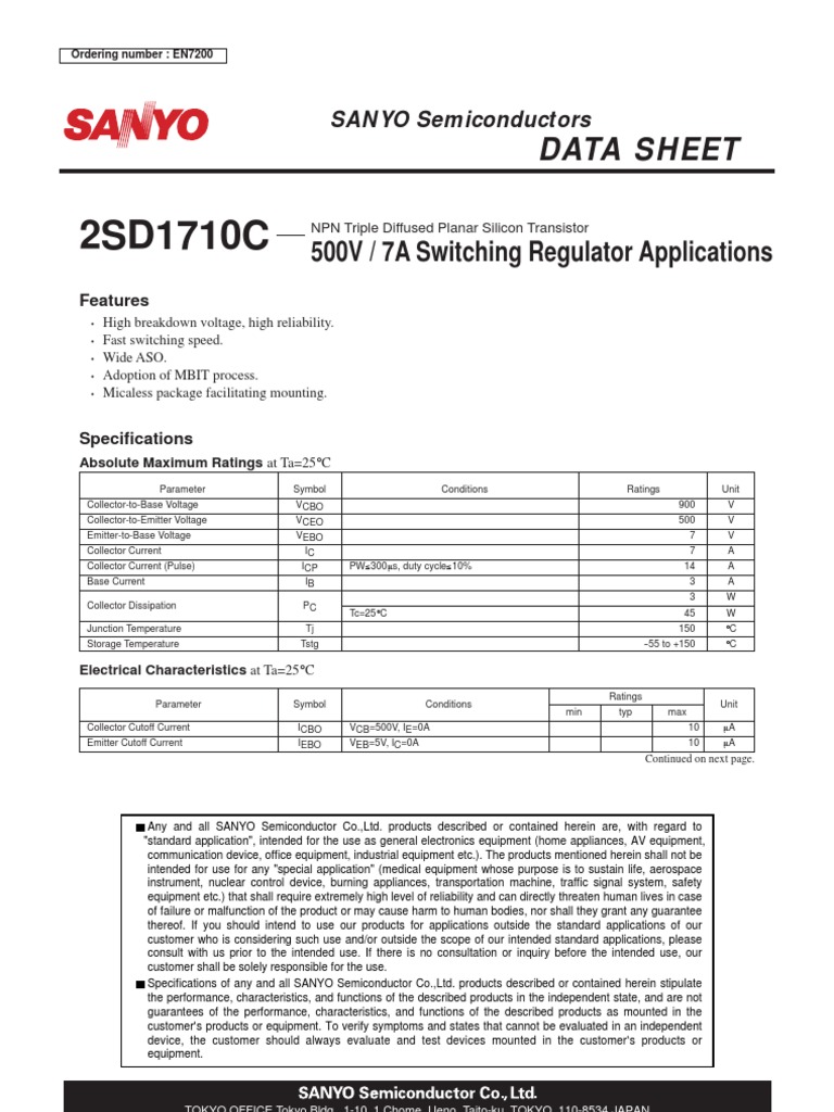 500V / 7A Switching Regulator Applications: Data Sheet | PDF ...