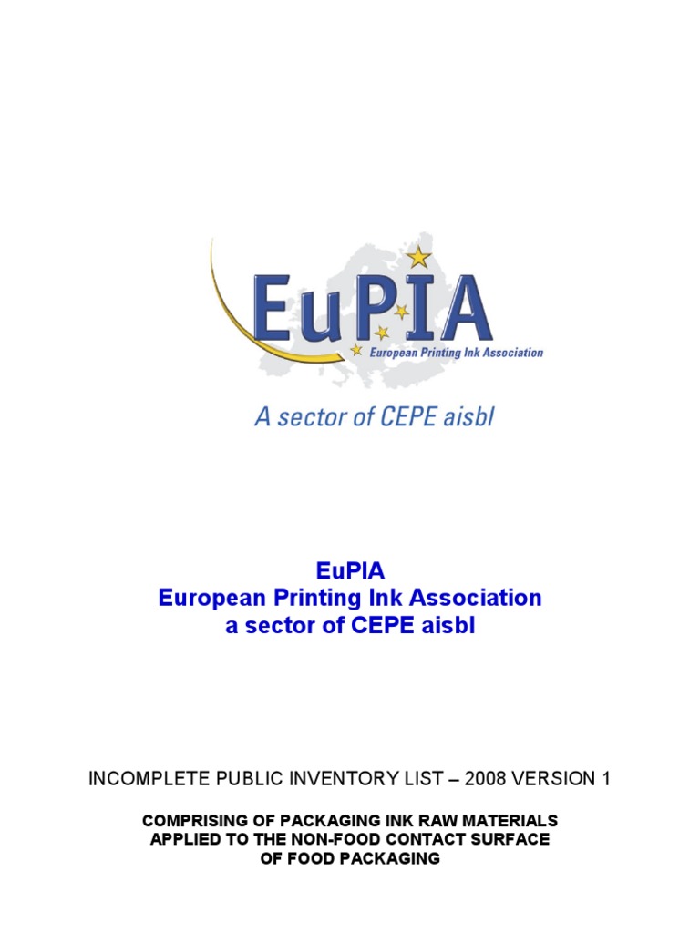 EuPIA - Packaging Inks For Non-Food Contact Surface of Food Packaging ...