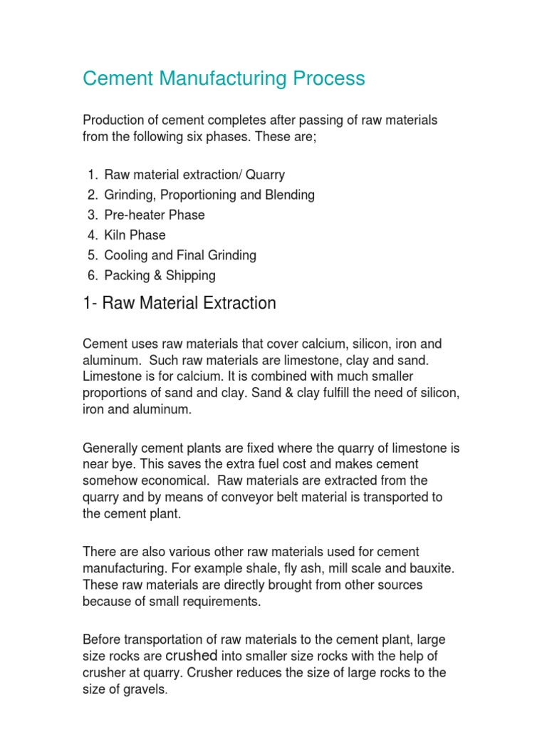 Cement Manufacturing | PDF | Cement | Mill (Grinding)