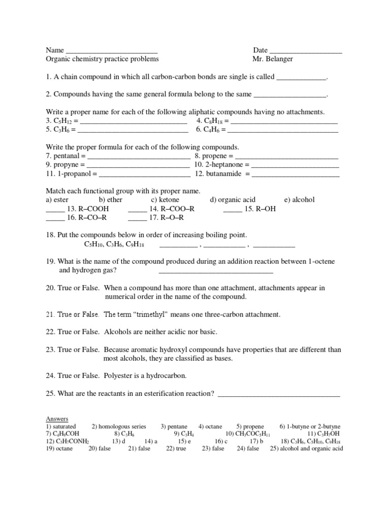 Organic Chemistry Practice Problems | PDF