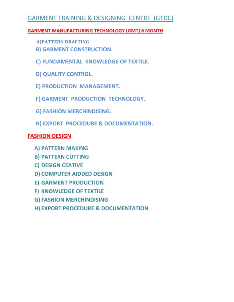 Garment Manufacturing Technology | PDF