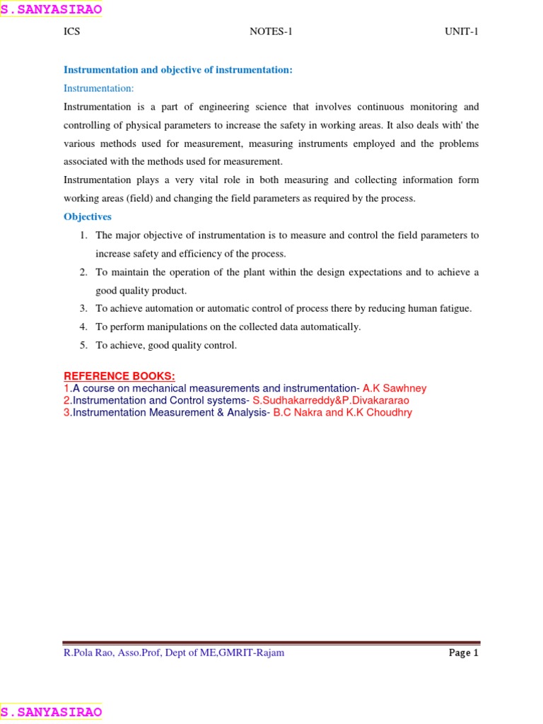 Ics Notes by Polarao Sir | PDF | Pressure Measurement | Signal ...