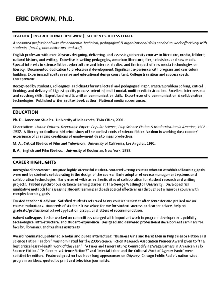 Eric Drown, PH.D.: Teacher - Instructional Designer - Student Success ...