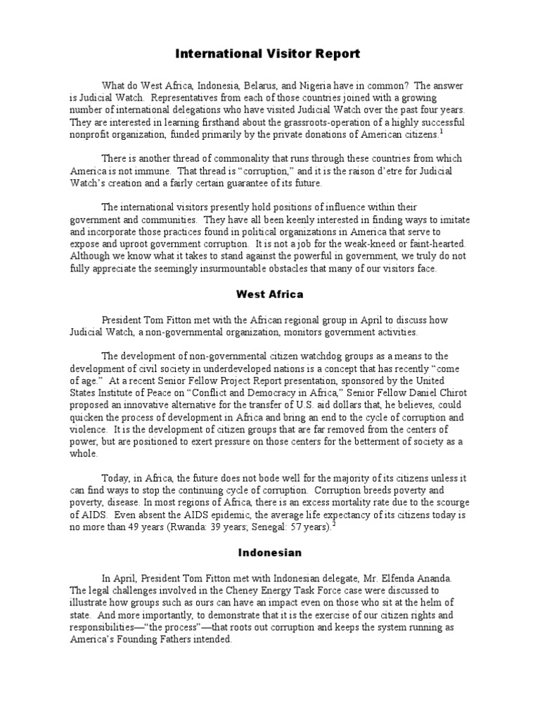 2005 International Visitor Report | PDF | Nigeria | Judicial Watch