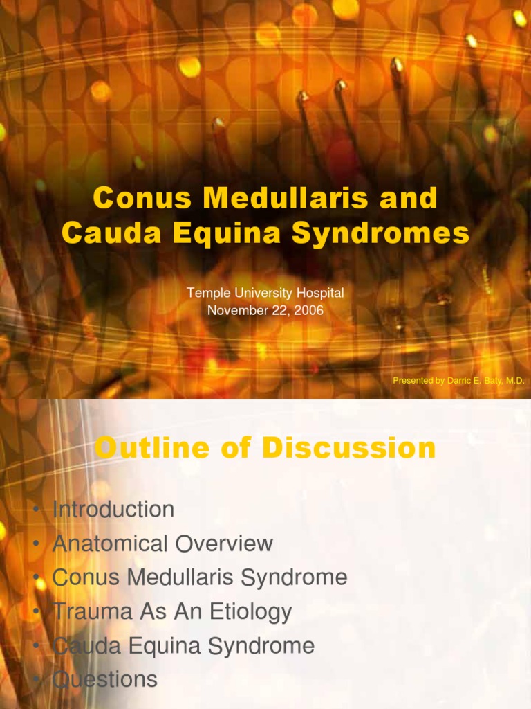 Conus Medullaris and Cauda Equina Syndromes | PDF | Nervous System ...