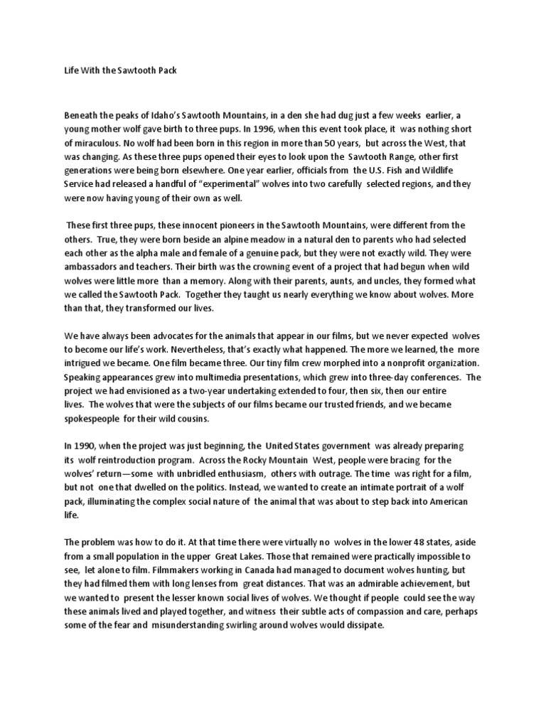 Excerpt: The Hidden Life of Wolves by Jim and Jamie Dutcher | PDF ...