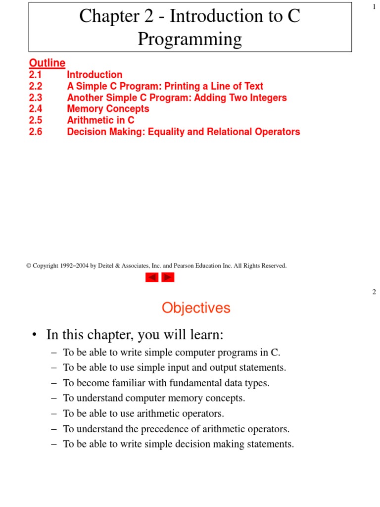 Chapter 2 - Introduction To C Programming: Outline | PDF | Computers