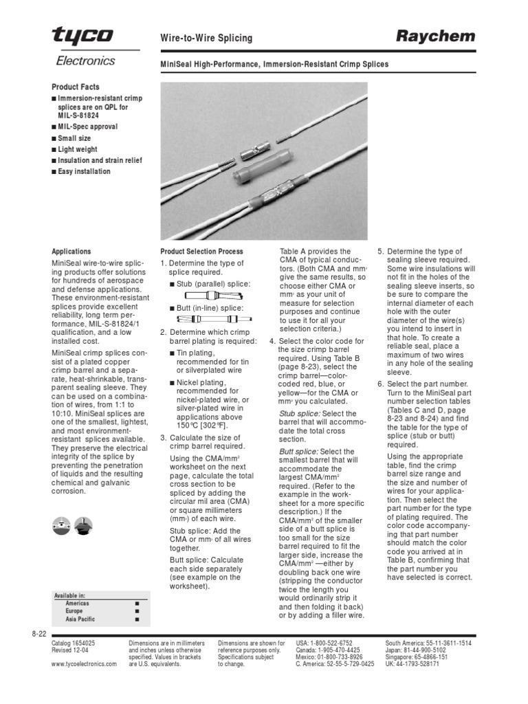 Raychem Wire To Wire Splice | PDF | Barrel | Wire